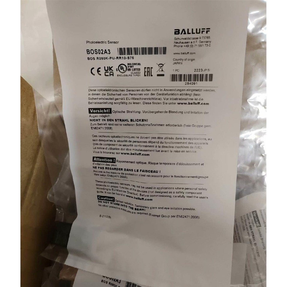 1pcs new BALLUFF BOS02A3 BOS R090K-PU-RR10-S75 PHOTOELECTRIC SENSOR | eBay
