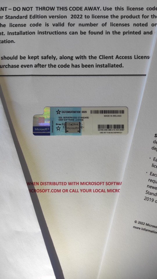 SQL Server 2022 Standard 16 Core License & DVD Unlimited CALs - Retail ...