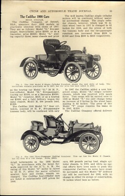 1907 PAPER AD CAR AUTO ARTICLE Cadillac 1908 Automobile Model S G ...