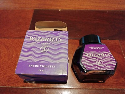 Vintage Waterman's Fountain Pen Ink & Box Purple Bottle Ink Well Made ...