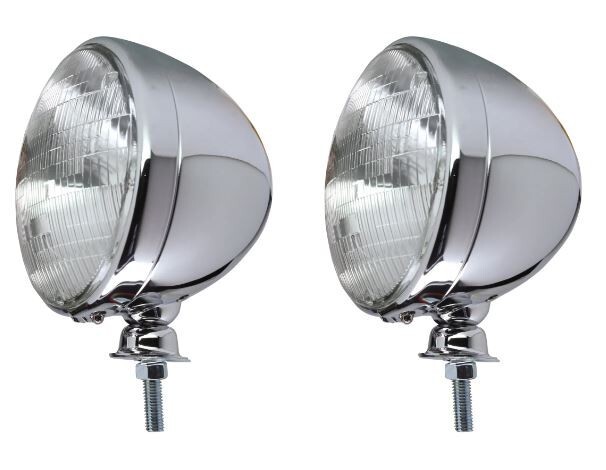 7" Chrome Steel Dietz Head Light Buckets w/ Sealed Standard Bulb ...