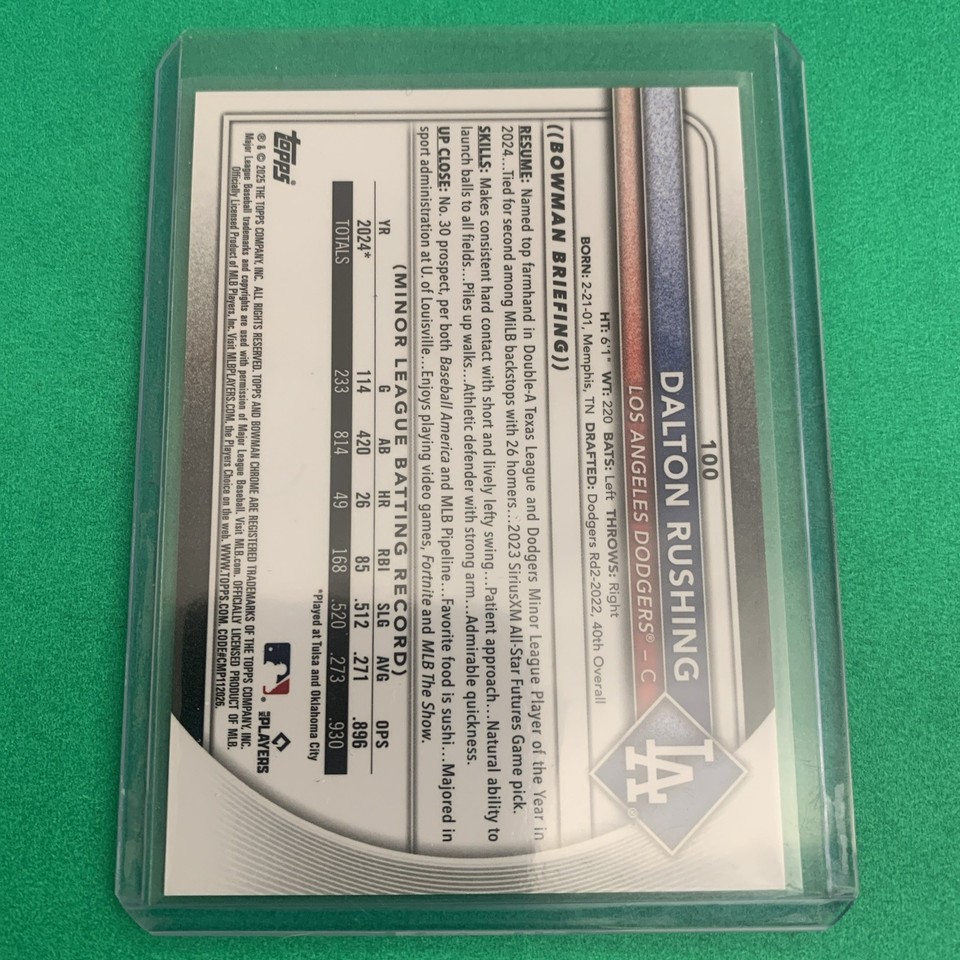 2025 Bowman Chrome Sapphire Dalton Rushing RC Gold Refractor /50 ...