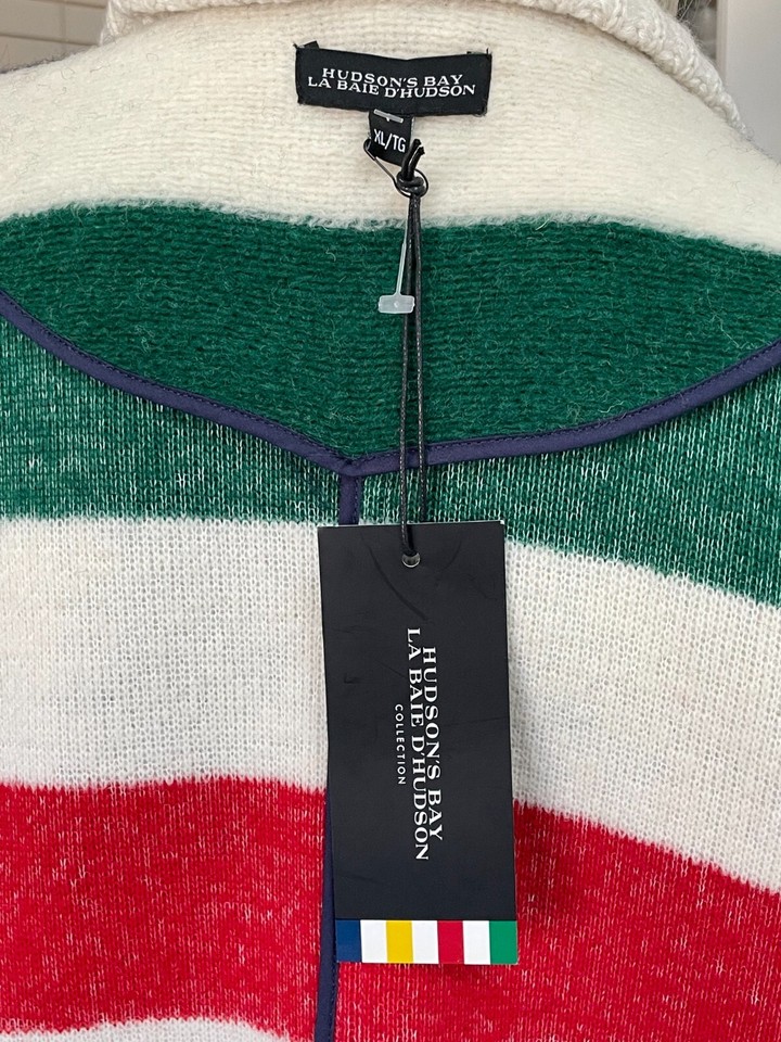 CANADA Hudson's Bay HBC Stripes Multi-Stripe Wool Jacket Sweater Coat ...