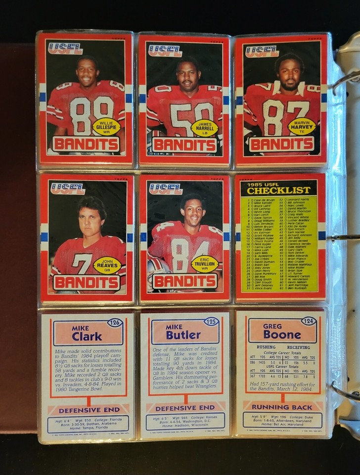 1985 TOPPS PREMIER EDITION USFL FOOTBALL CARDS COMPLETE SET 132 CARDS M ...