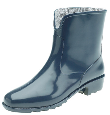 Ladies Navy Blue Ankle Wellies Short Slip On Wellington Boots Sizes 3 ...