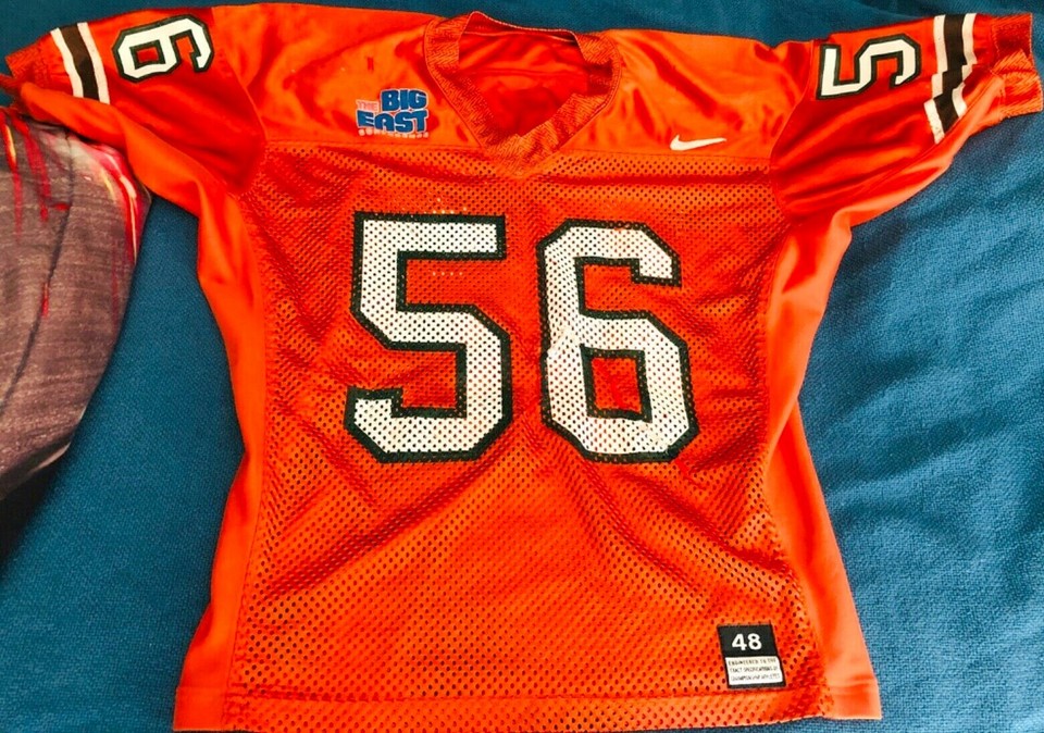 Marlin Barnes Miami Hurricanes 1995 game used worn orange Nike football ...