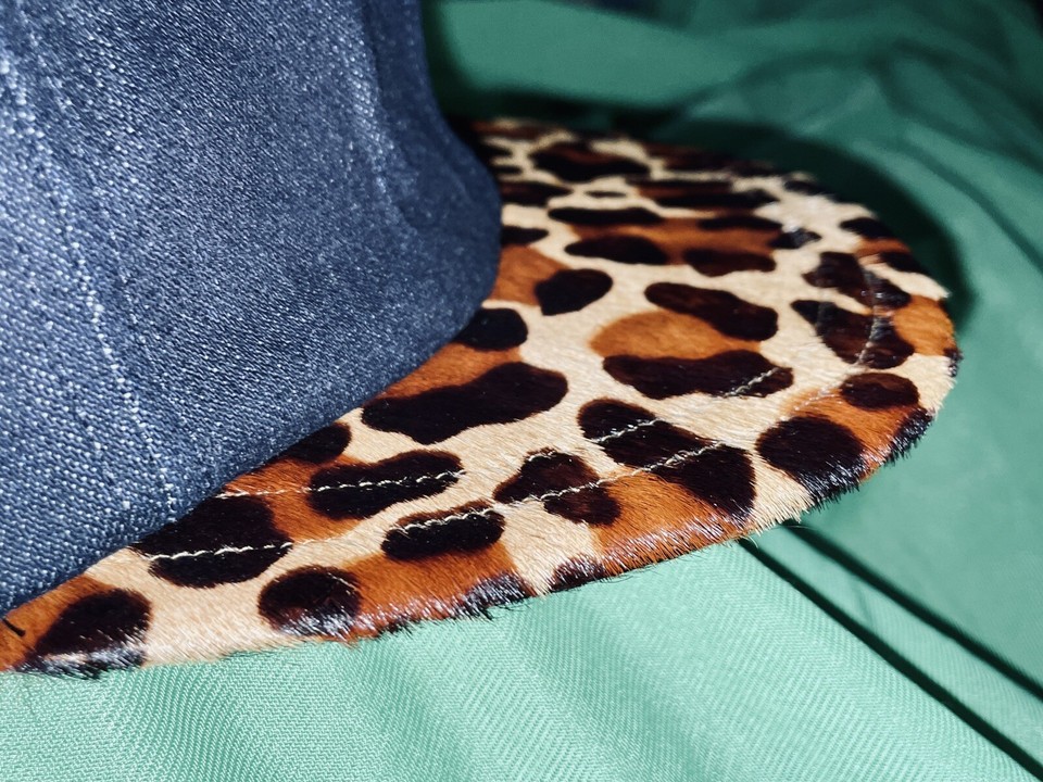 $215 EUGENIA/MR. KIM DARIEN MADE IN USA DENIM x 'LEOPARD' CALF HAIR ...