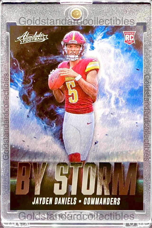 Jayden Daniels RARE ROOKIE BY STORM FOIL INVESTMENT CARD SSP PANINI ROY ...