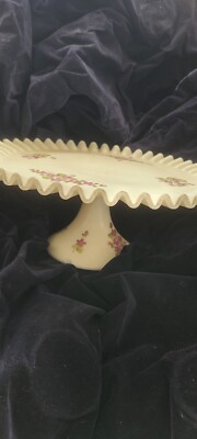 FENTON GLASS"VINTAGE Signed VIOLETS'IN'SNOW CAKE PLATE/STAND" | eBay
