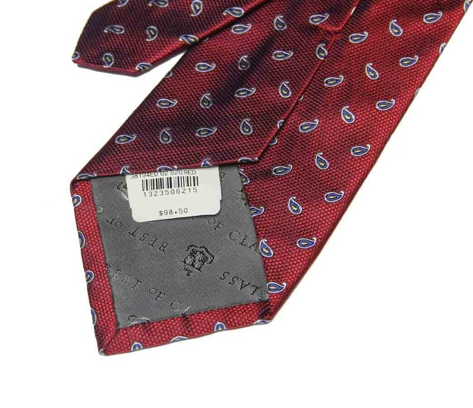 ROBERT TALBOTT for H Stockton Silk Tie Red Silk Blue Yellow Tear Drop Pattern Me | eBay