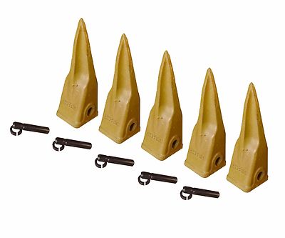5 Backhoe Bucket Cat J200 Style Tiger Teeth w/ pin & retainer, 1U3202TL ...