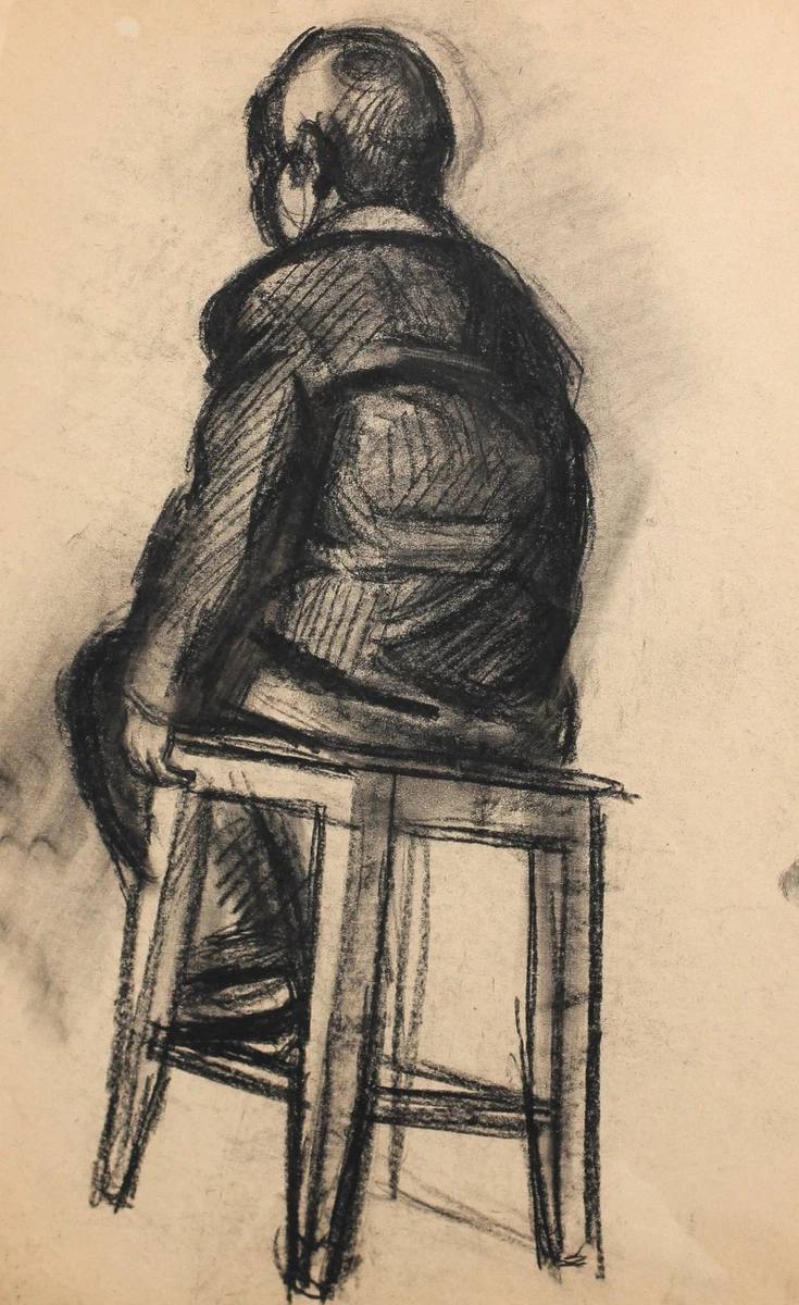 Drawing Of A Little Boy Sitting
