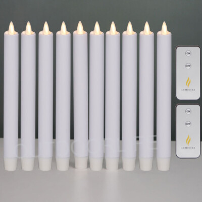 Luminara Flameless Wax Taper Candles Moving Wick for Home Decor 8" Set ...