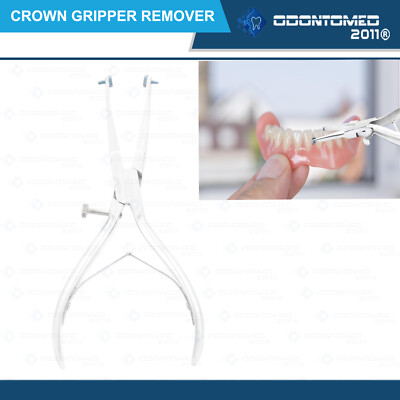 DENTAL CROWN GRIPPER REMOVER PLIERS 6" Angled W/ REPLACEABLE SILICONE ...