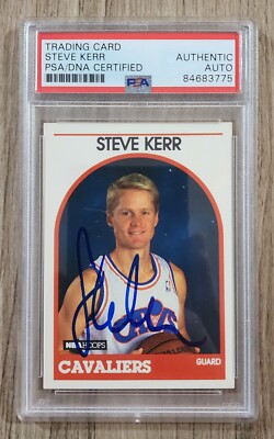 Steve Kerr Signed 1989 NBA Hoops RC Card #351 NBA Warriors Slabbed Auto ...