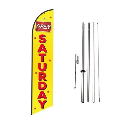 Open Saturday Advertising Feather Banner Swooper Flag Sign with Flag ...