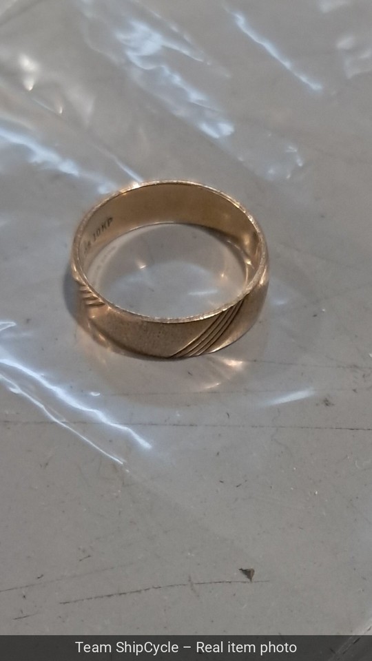 Gold Wedding Band 10 Karat Plumb Gold with Textured Brushed Finish Ring ...