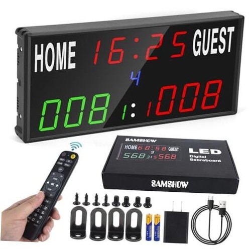 LED Electronic Scoreboard Digital Score Keeper with Remote, Basketball ...