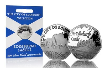 EDINBURGH CASTLE Silver Commemorative Coin. EDINBURGH COL. New/Retail ...