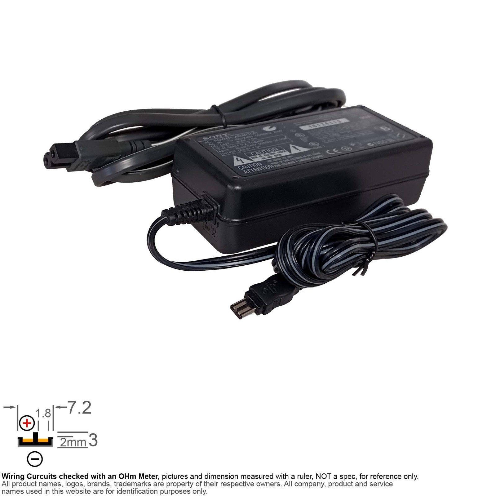 Power Adapter AC DC Contact CC2S 8.4Vdc DC8.4V 8.4V 1.5A Sony AC-L10A ...