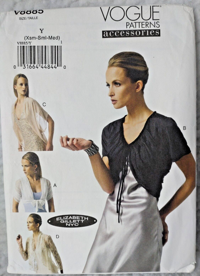 Vogue Pattern Accessories V8885 Designer Jackets Cardigan, Wrap Top ...