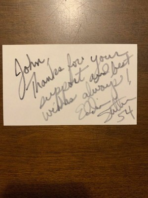 EDDIE SUTTER - RAVENS FOOTBALL - AUTHENTIC AUTOGRAPH SIGNED INDEX ...