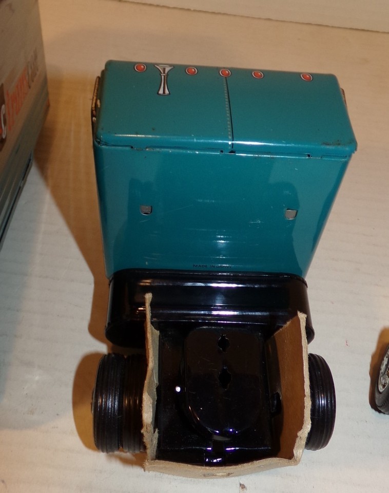 NIB Vintage Tin Friction TRANSCON LINES Twin Trailers Truck Made in ...