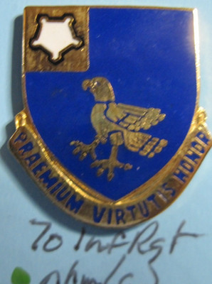 Army crest cb clutchback dui di 70th INFANTRY REGIMENT inf rgt nhm ...