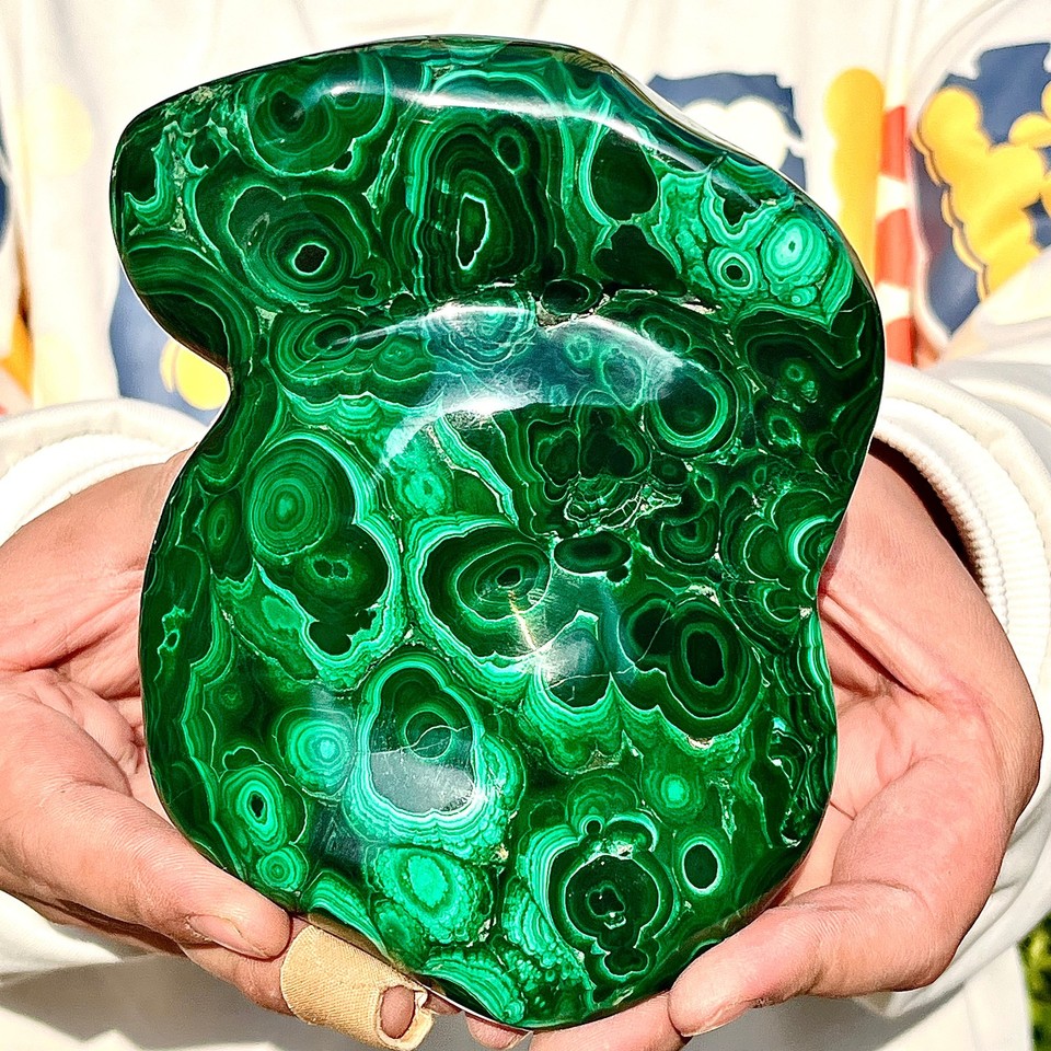2.71LB Natural glossy Malachite transparent cluster rough mineral ...