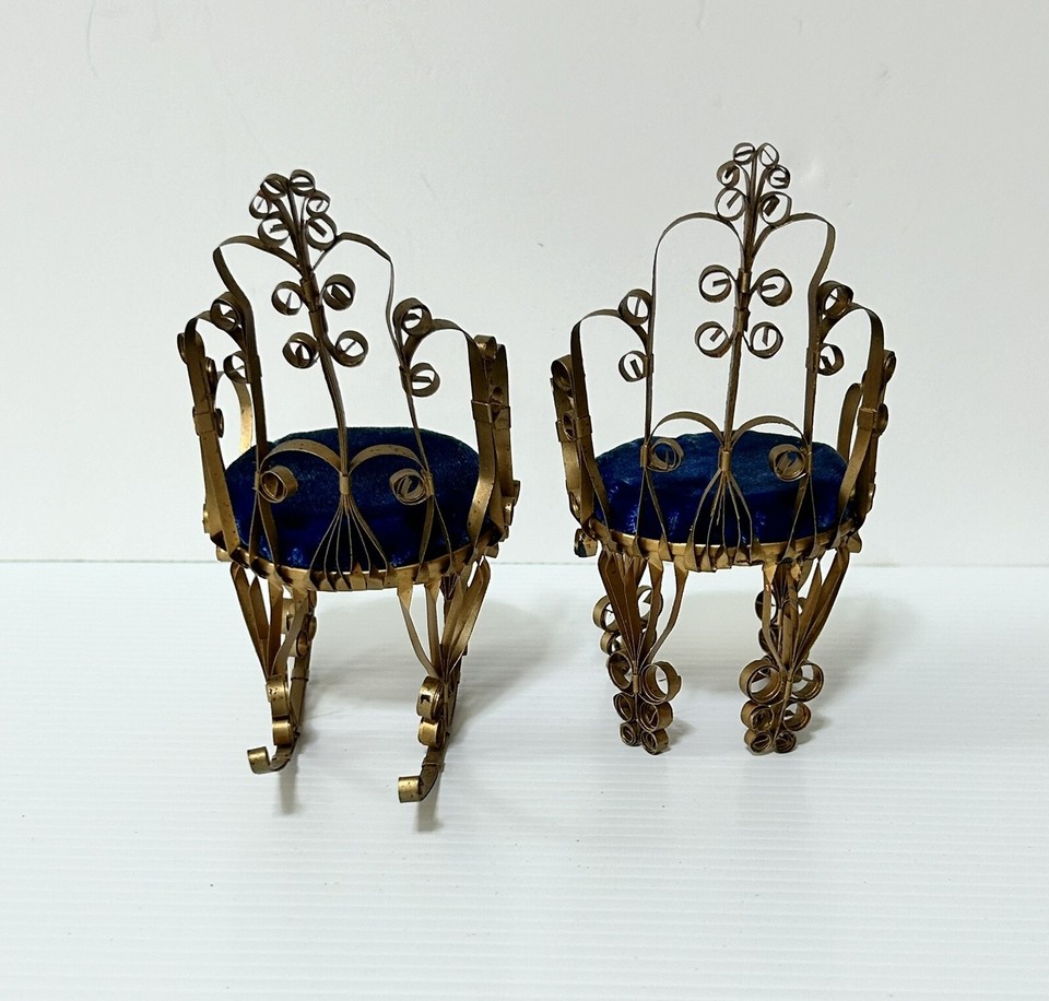 Vintage Folk Art Tin Can Pincushion Rocking Chairs Tramp Art Handmade ...