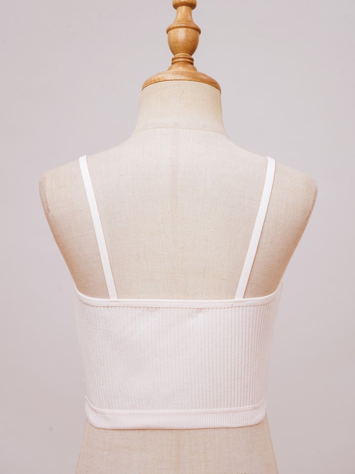 Kids Girls Spaghetti Strap Crop Tank Top Solid Color Camisole Bra Vest ...