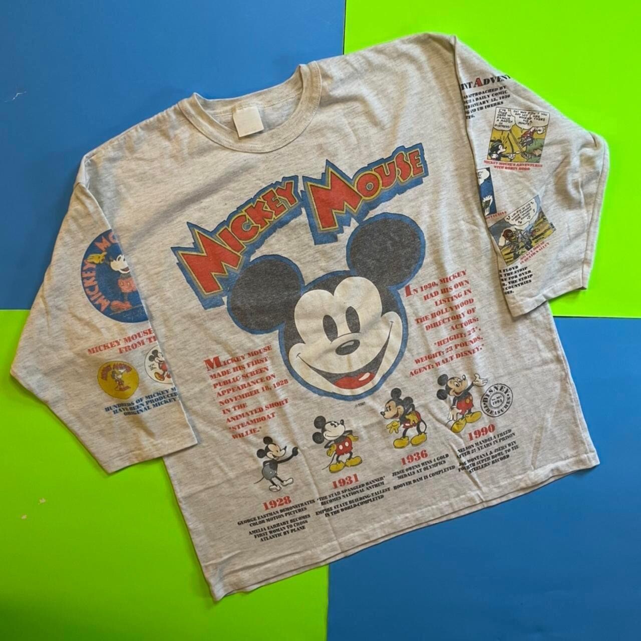 Vintage 90s Mickey Mouse Rare Disney Timeline Shirt … - Gem