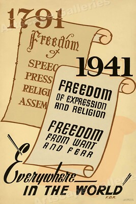 "Freedom Everywhere" Vintage Style 1941 WPA Poster - 24x36 | eBay