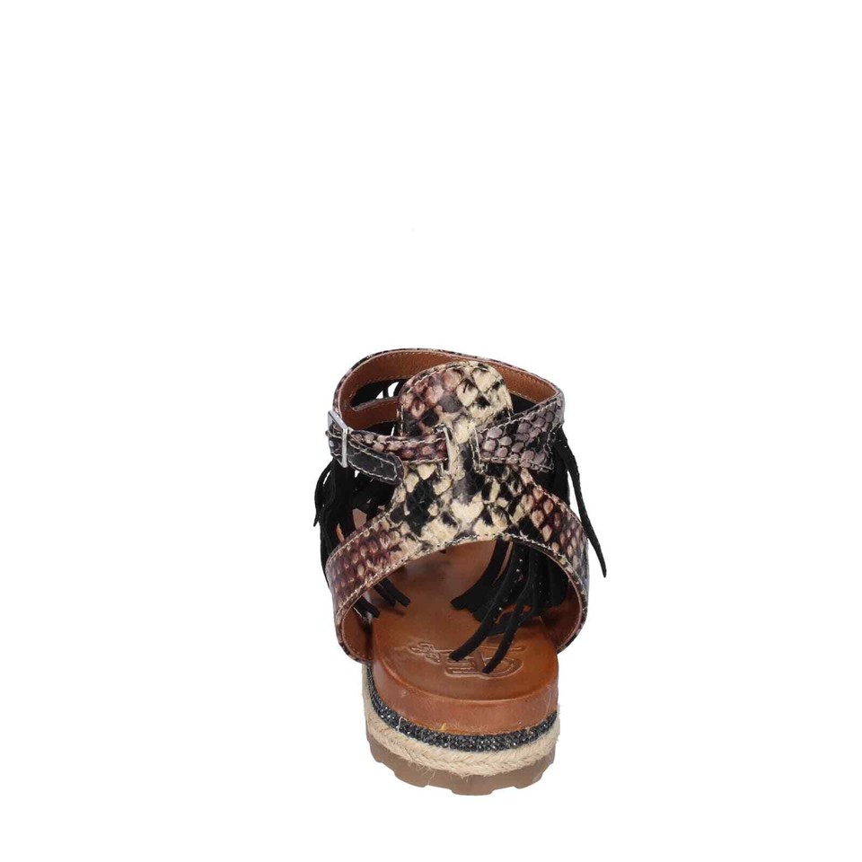 Zapatos Mujer FEMME PLUS 38 Ue Sandalias Negro Cuero Marrón Pedrería ...