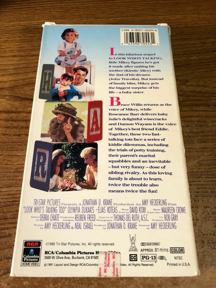 Look Who's Talking Too VHS VCR Video Movie John Travolta, Kirstie Alley ...