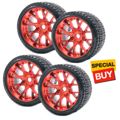 Sweep Racing SRC Monster Truck Road Crusher Belted Tire Red Wheel (4Pcs ...