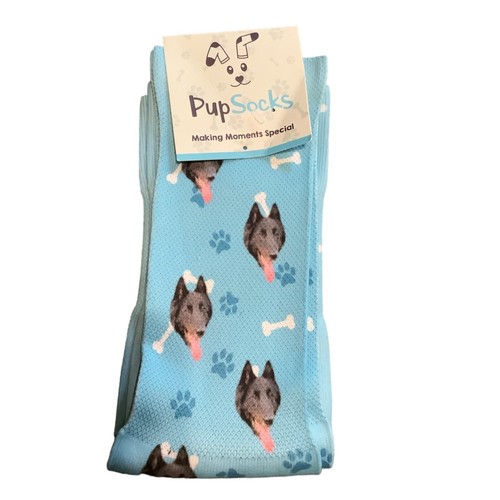 PupSocks German Shepherd Crew Length Socks Adult Blue Puppy Dog Bone ...
