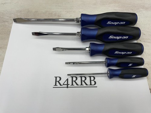 Snap-on Tools NEW 5pc POWER BLUE Soft Grip Flat Head Screwdriver Set ...