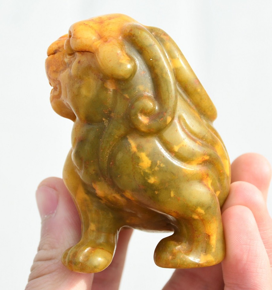 2.8" Old Chinese Jade Carving Pixiu Brave Troops Dragon Beast Sculpture ...