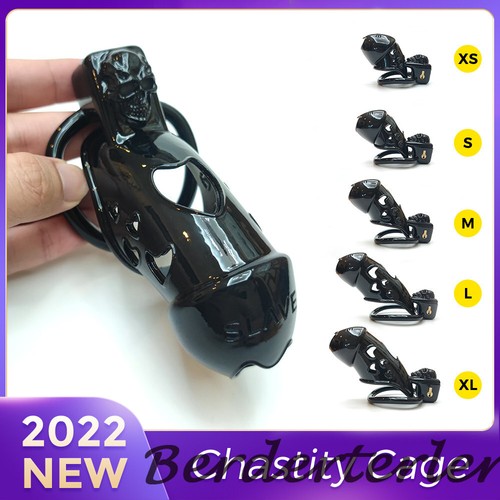 Black Heart Skull Cage Slave Chastity Cage Male Ring Lock Male Gay ...