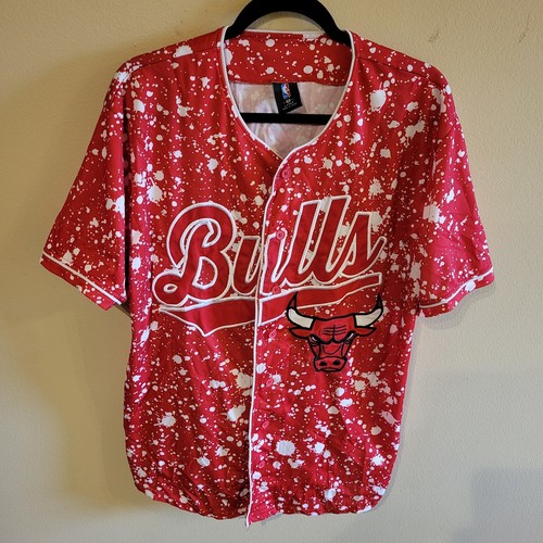 Chicago Bulls #66 NBA Baseball Style Jersey Paint Splatter Button Front ...