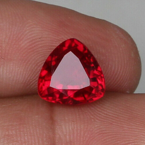 2.70 Ct. Flawless Natural Blood Red Ruby Mozambique Trillion Cut Loose ...