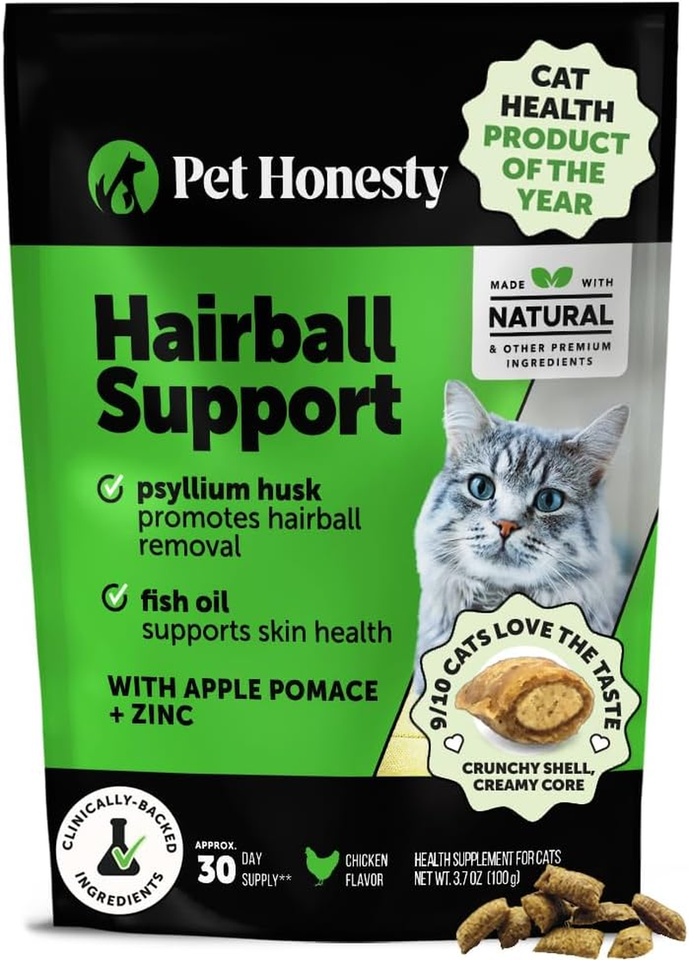 Cat Hairball Support Crunchy & Creamy Chews, Hairball Remedy Treats ...