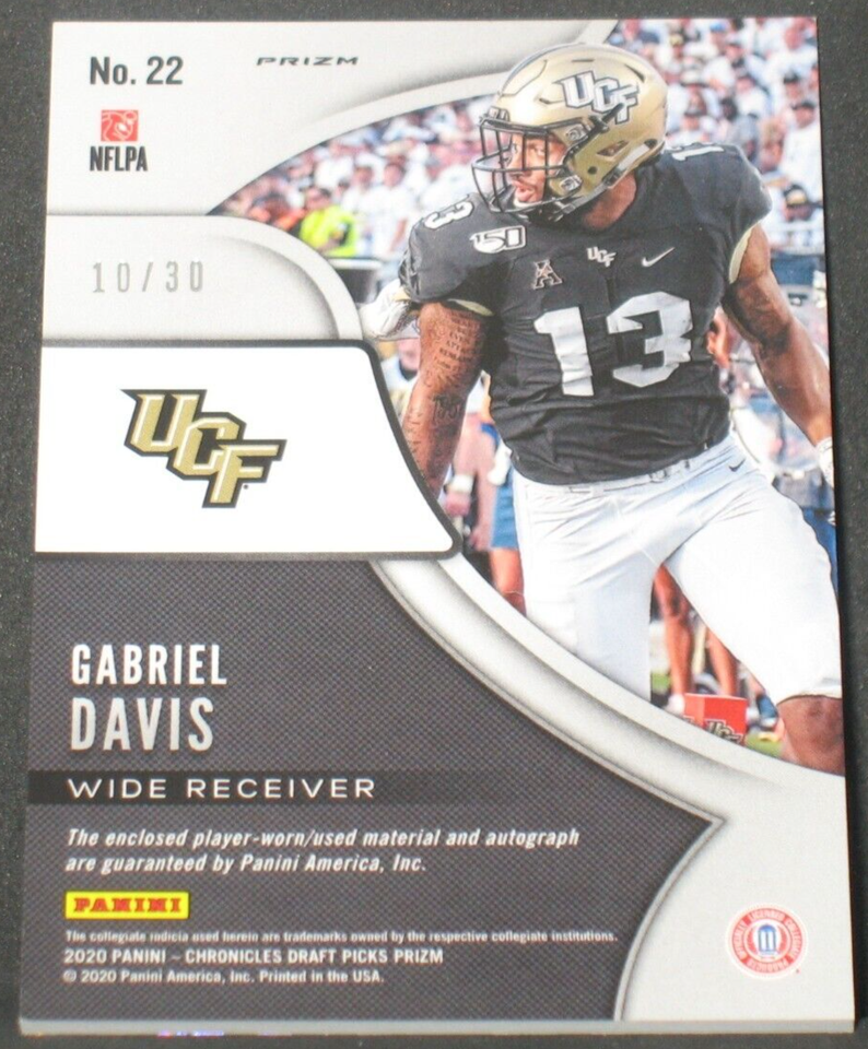 Gabriel Davis 2020 Panini Chronicles Prizm Draft Autograph Rookie Patch ...