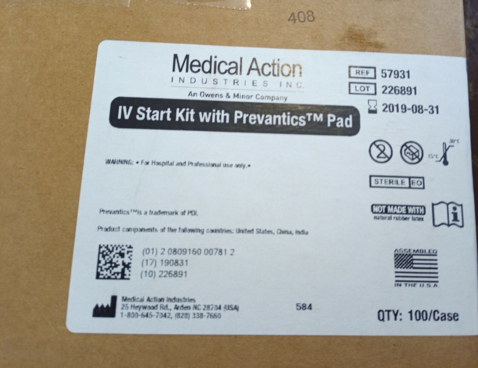 MEDICAL ACTION INDUSTRIES V START KIT WITH PREVANTICS PAD & Tegaderm (7 ...
