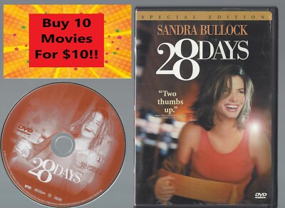 28 Days (DVD, 2000) SANDRA BULLOCK AA DRAMA ALCHOHOLISM DISC & COVER ...