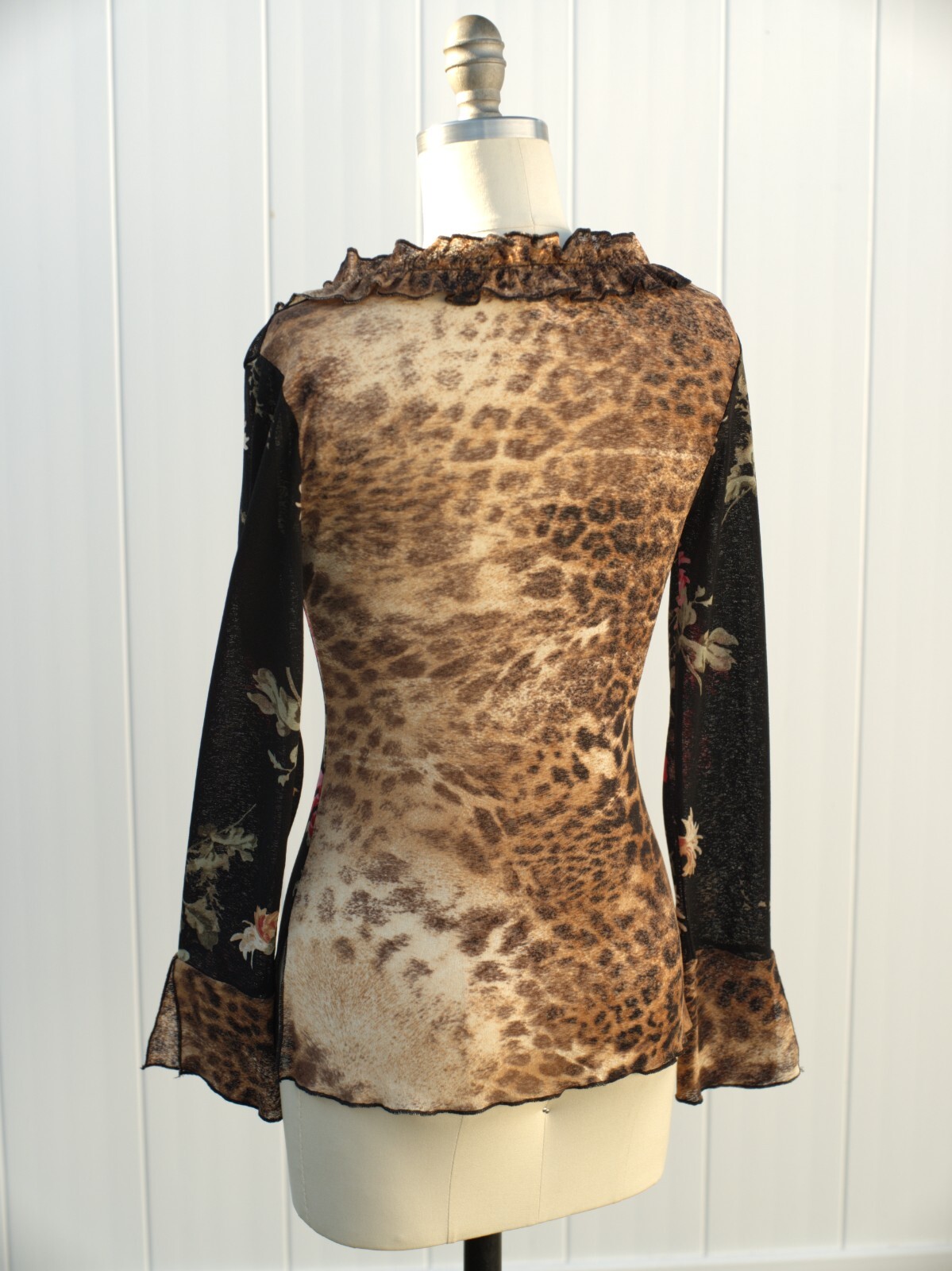 rectangle blanc PARIS Size S Poets Blouse Animal Flower Boho Chic Y2K ...