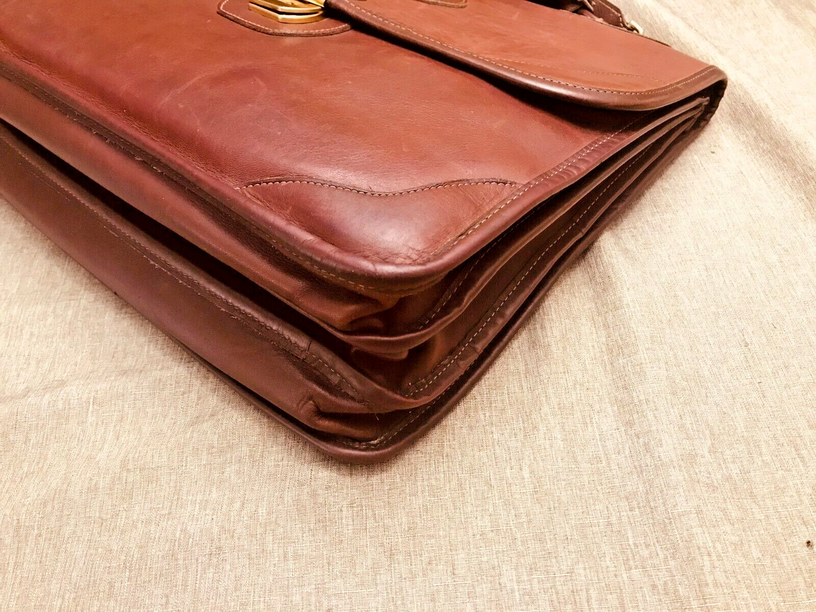 GOKEY/ORVIS Brown Heavy Saddle Leather Briefcase / M… - Gem