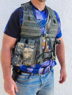 FLC Tactical Load Carrying Vest/Chest Rig Bundle! 14 Pieces! ACU MOLLE ...
