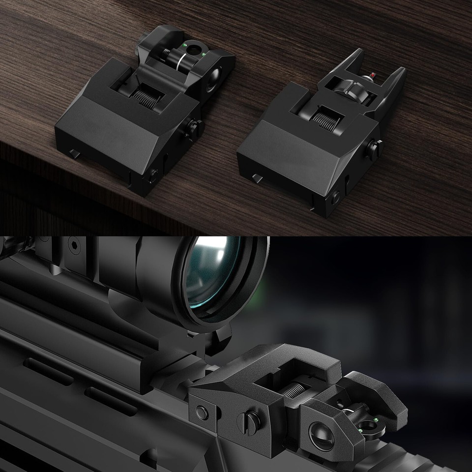 Fiber Optic Iron Sights Flip Up Iron Sight Front Rear Sight for Picatinny Weaver | eBay